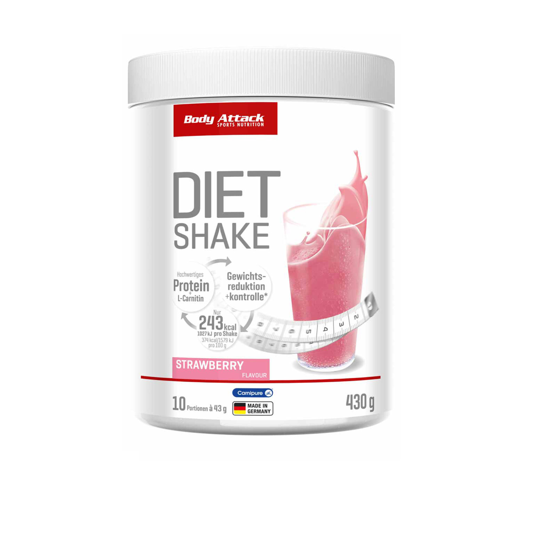 Body Attack Diet Shake Strawberry 430g - Protein Malta